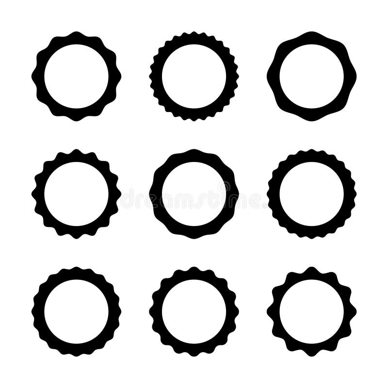 Black Vector Blank Wavy Edge Circle Stickers Stock Vector ...