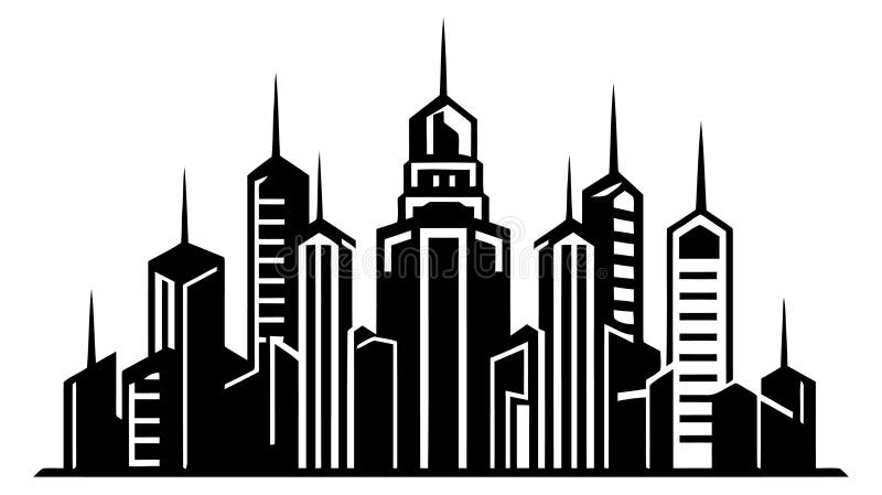 Black Vector City Silhouette with. Vector Illustration Stock Vector ...