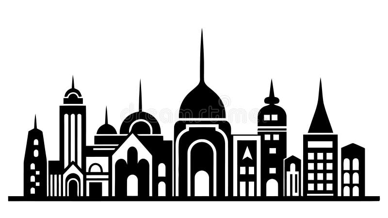 Black Vector City Silhouette with. Vector Illustration Stock Vector ...