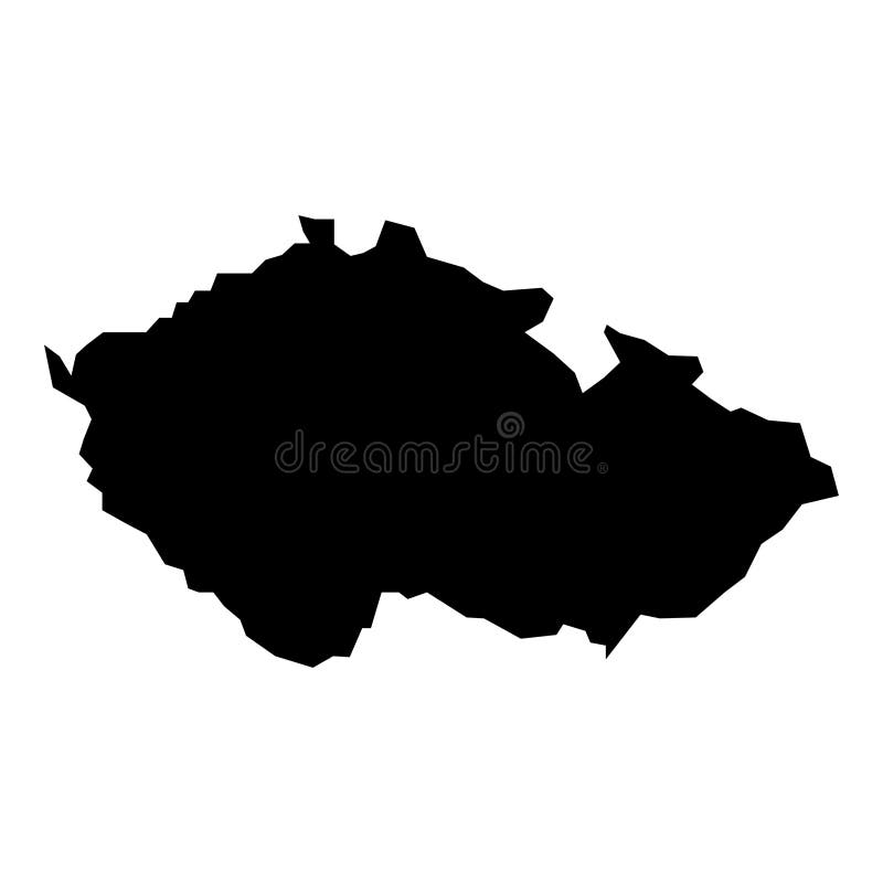 Black Vector Czechia Map on White Background Stock Vector ...