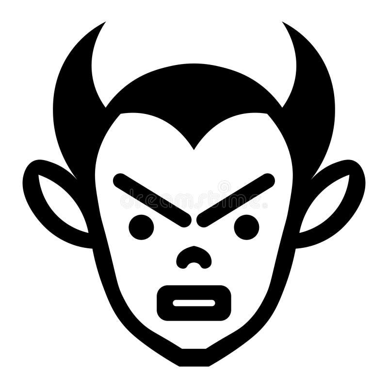 Black Vector Devil Icon on White Background Stock Vector - Illustration ...