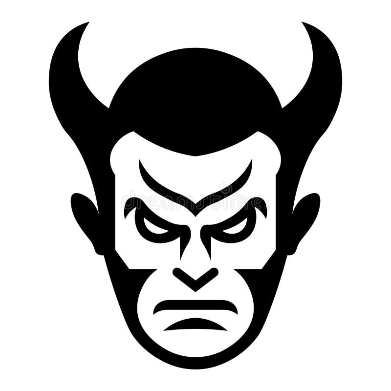 Black Vector Devil Icon on White Background Stock Vector - Illustration ...
