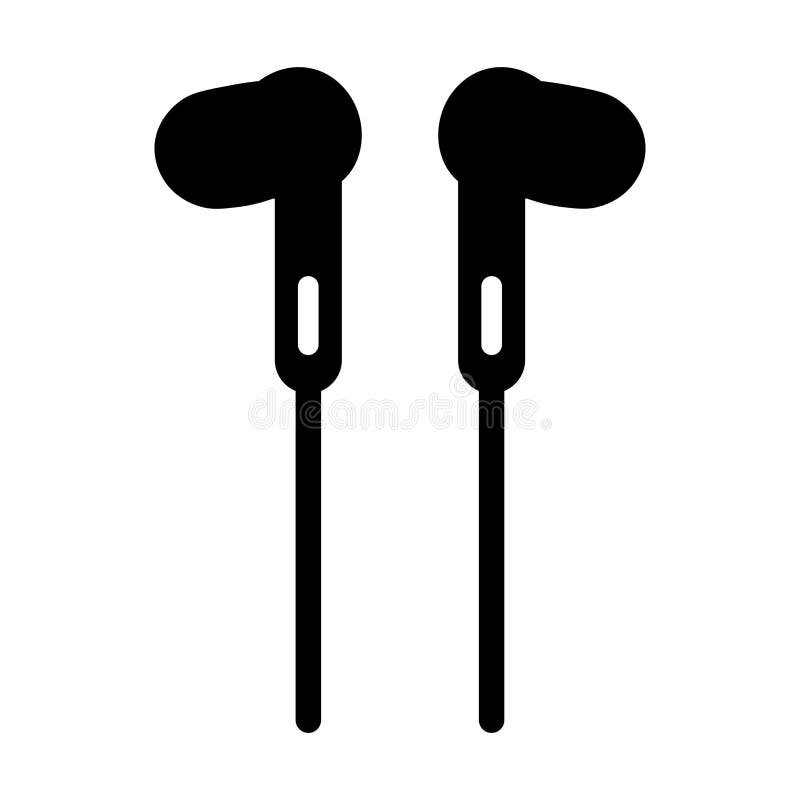 Black Vector Earphones Icon on White Background Stock Vector ...