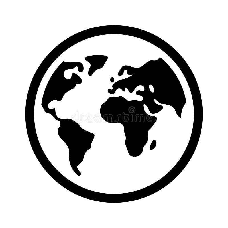 Black Vector Earth Icon on White Background Stock Vector - Illustration ...