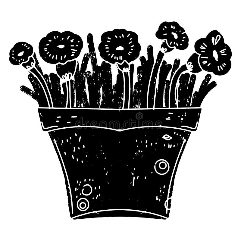 Black Vector Element, Linocut Stock Illustration - Illustration of ...