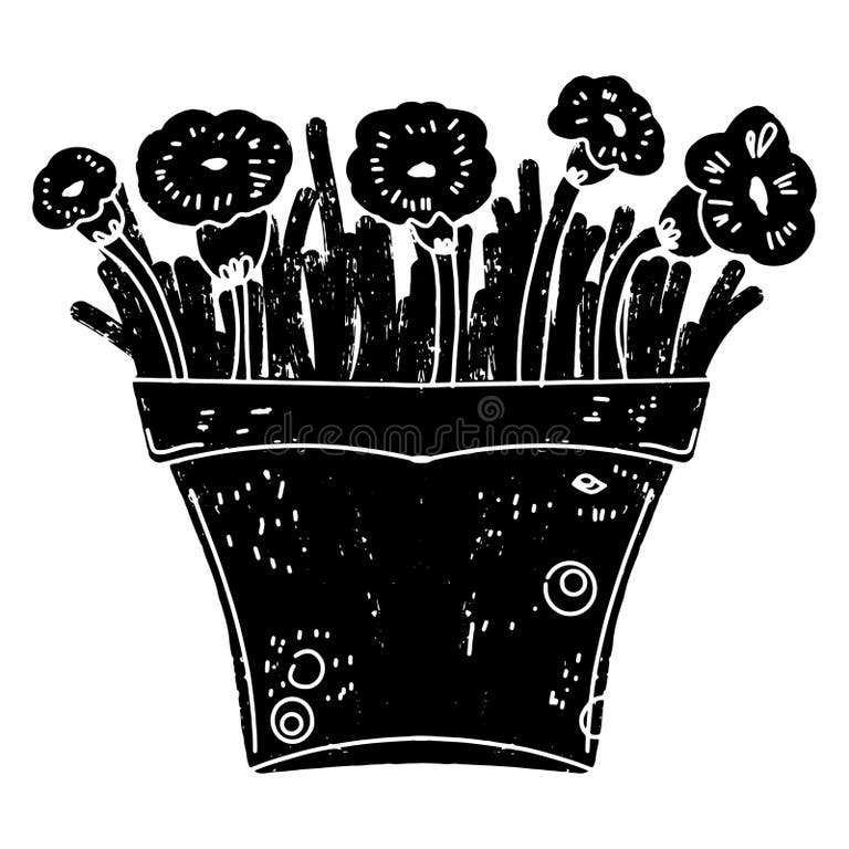 Black Vector Element, Linocut Stock Illustration - Illustration of ...