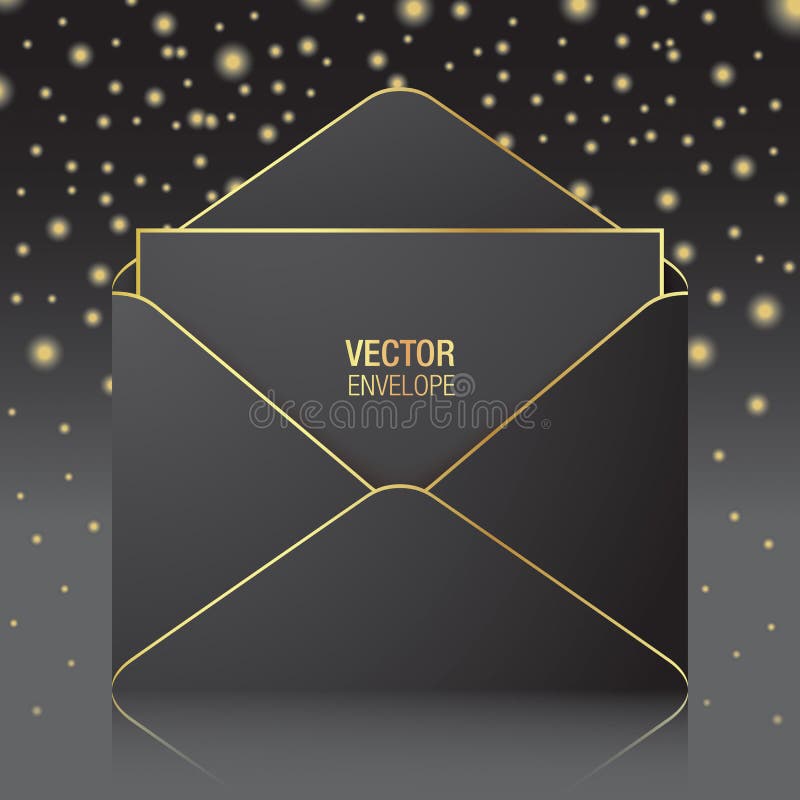 Black Vector Envelope Template. Stock Vector - Illustration of clean ...
