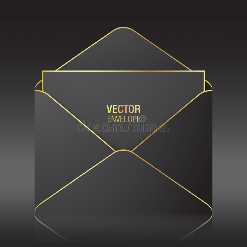 Black Vector Envelope Template. Stock Vector - Illustration of empty ...