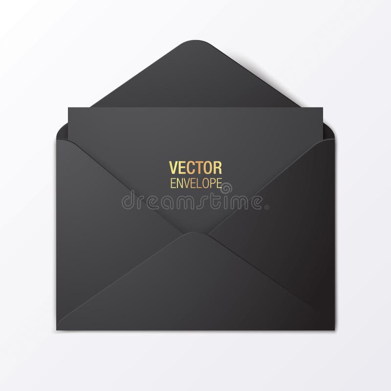 Black Vector Envelope Template. Stock Vector - Illustration of document ...