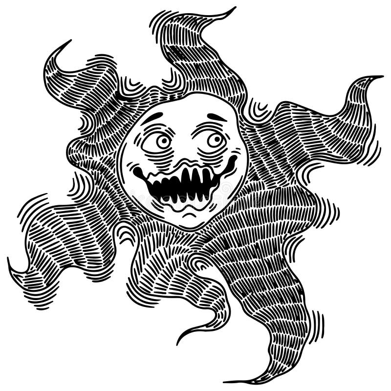 Black Vector Fantasy Sun in Grunge Style Stock Vector - Illustration of ...