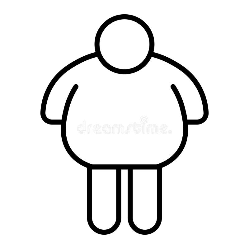 Black Vector Fat Man Icon on White Background Stock Vector ...
