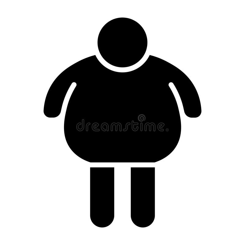 Black Vector Fat Man Icon on White Background Stock Vector ...
