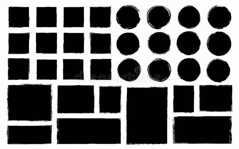 Black Vector Geometric Shapes, Rectangle, Circle, Square Text Boxes ...