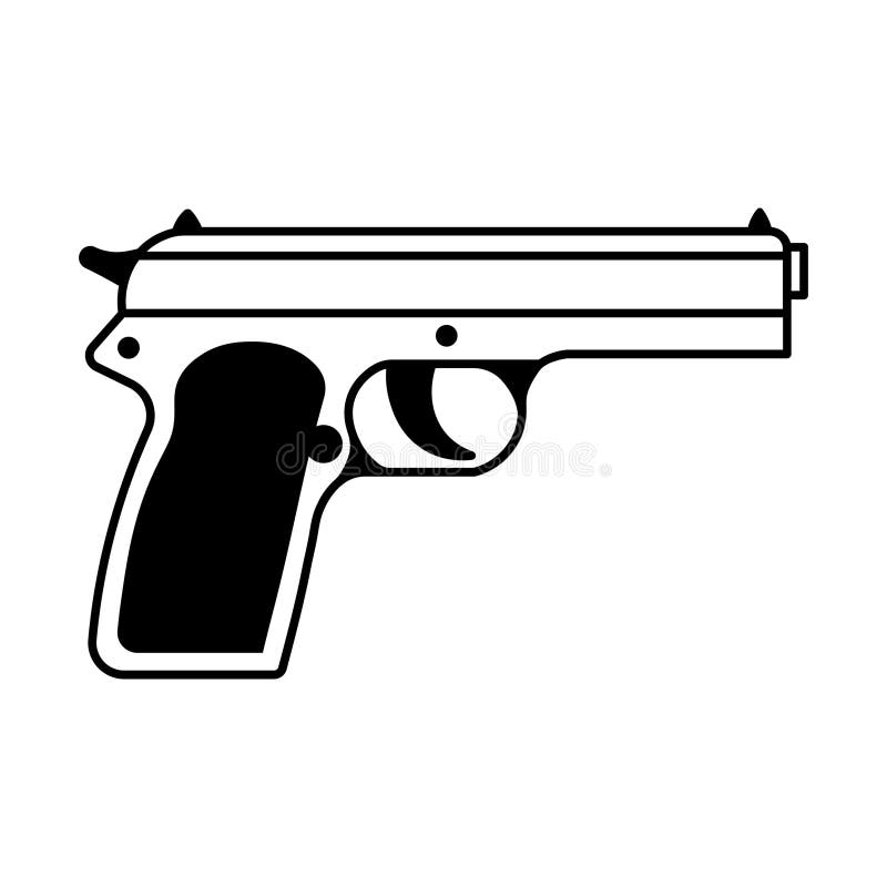 Black Vector Gun Icon on White Background Stock Vector - Illustration ...