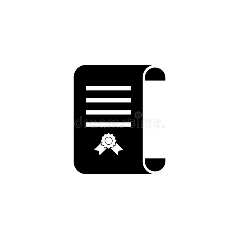Black Vector Icon of a Certificate Document, Perfect for Web and App User Interface Stock ...
