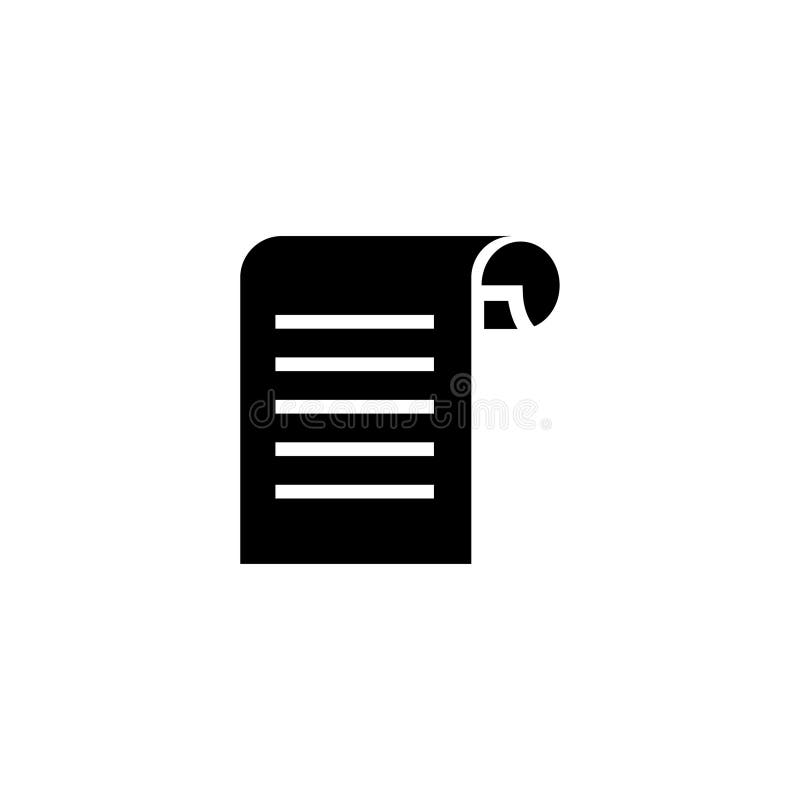 Black Vector Icon of a Document with Folded Corner, Perfect for ...