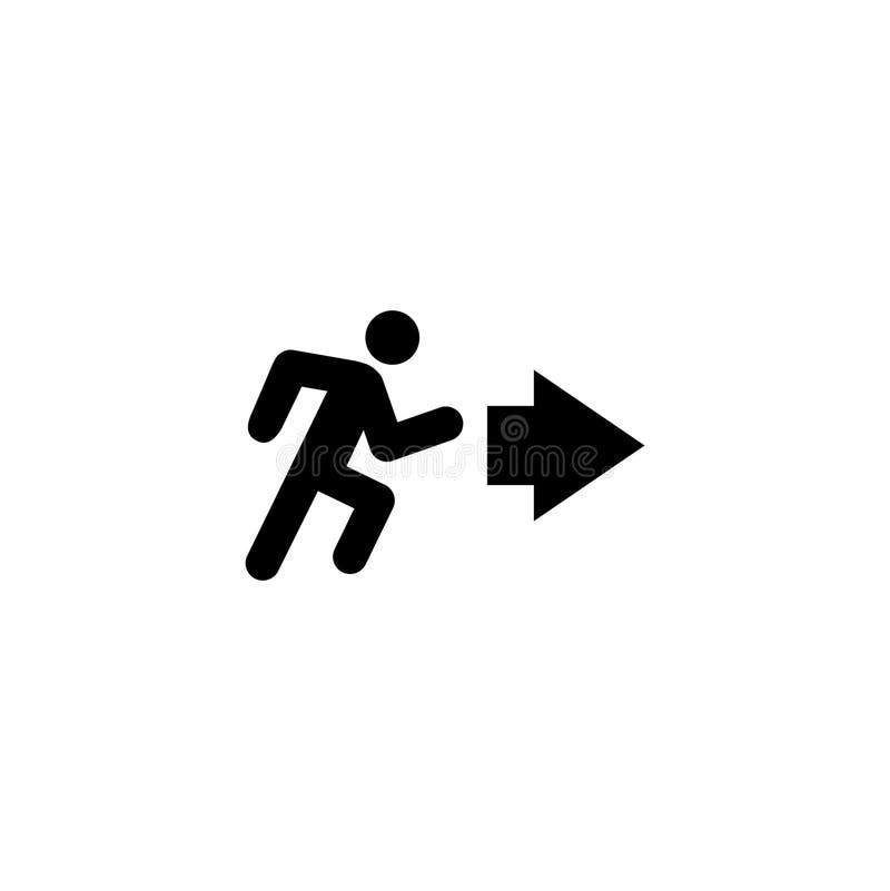 Black Vector Icon Illustrating Emergency Exit with Running Figure and ...
