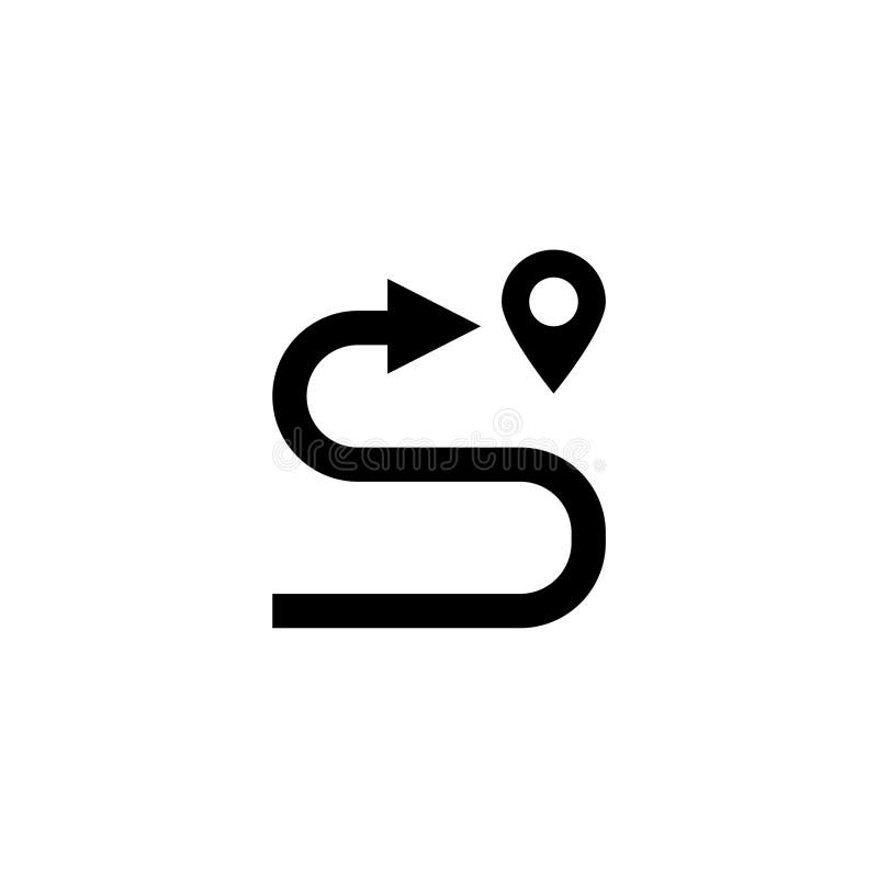 Black Vector Icon Illustrating a Route with a Pin and Direction Arrow ...