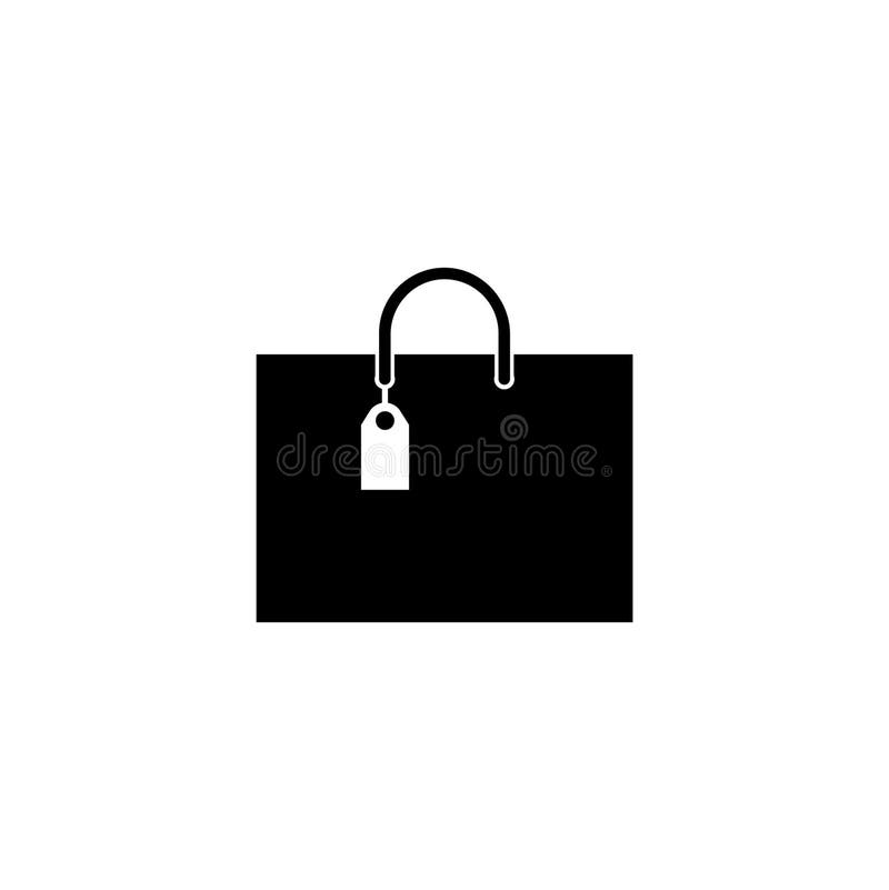 Black Vector Icon of a Shopping Bag with a Price Tag Stock Illustration ...