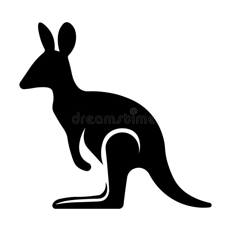Black Vector Kangaroo Icon on White Background Stock Vector ...