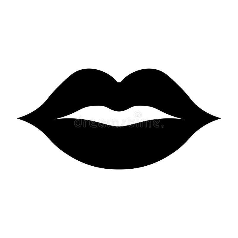 Black Vector Lips Icon on White Background Stock Vector - Illustration ...