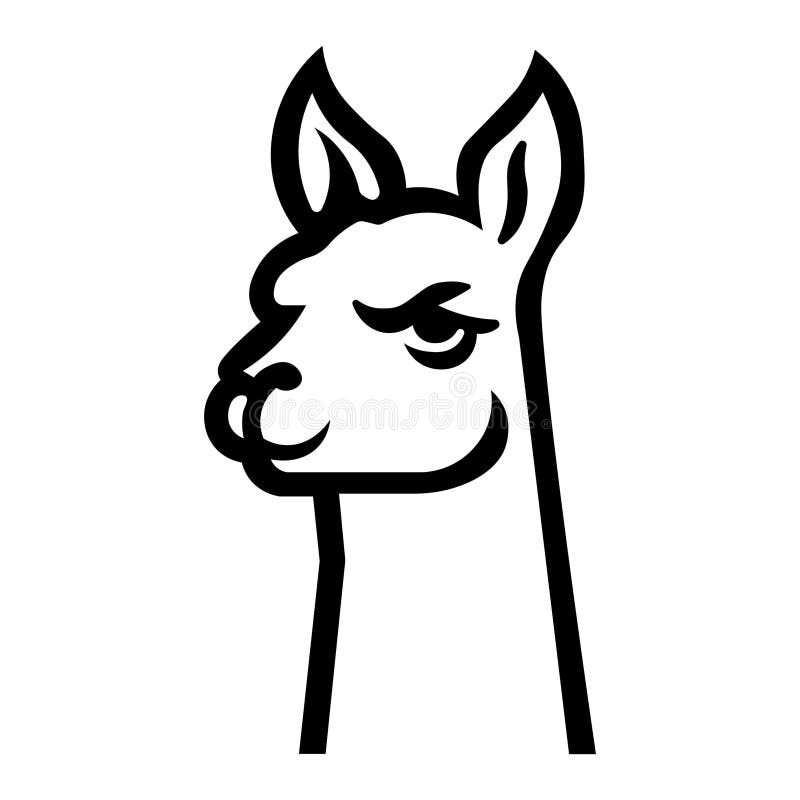 Black Vector Llama Icon on White Background Stock Vector - Illustration ...