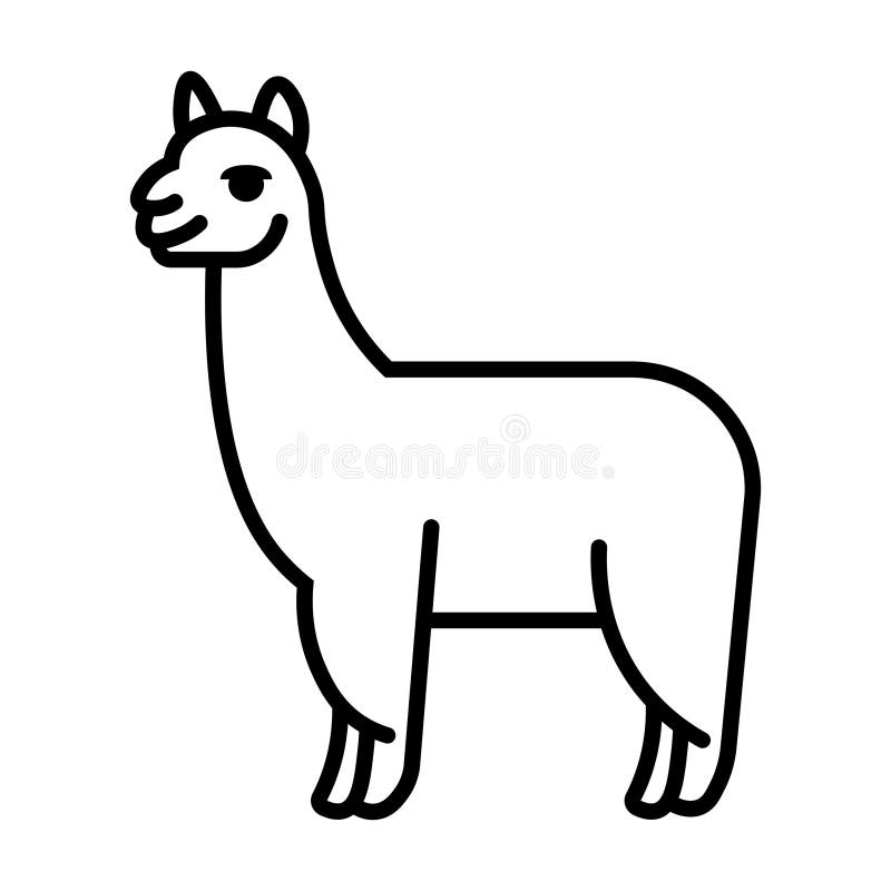 Black Vector Llama Icon on White Background Stock Vector - Illustration ...
