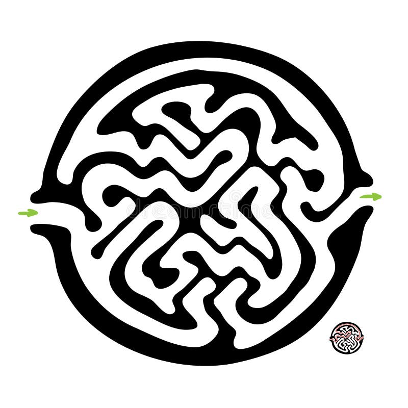 Escape Circle Labyrinth with Entry and Exit.vector Game Maze Puzzle with Solution.Num Stock ...