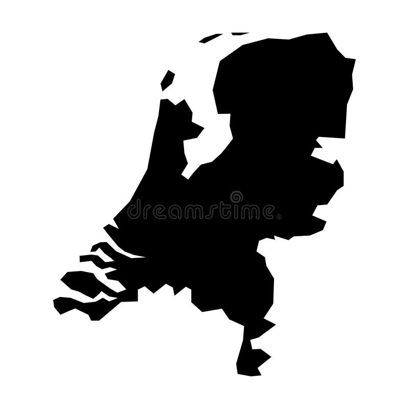 Black Vector Netherlands Map on White Background Stock Vector ...