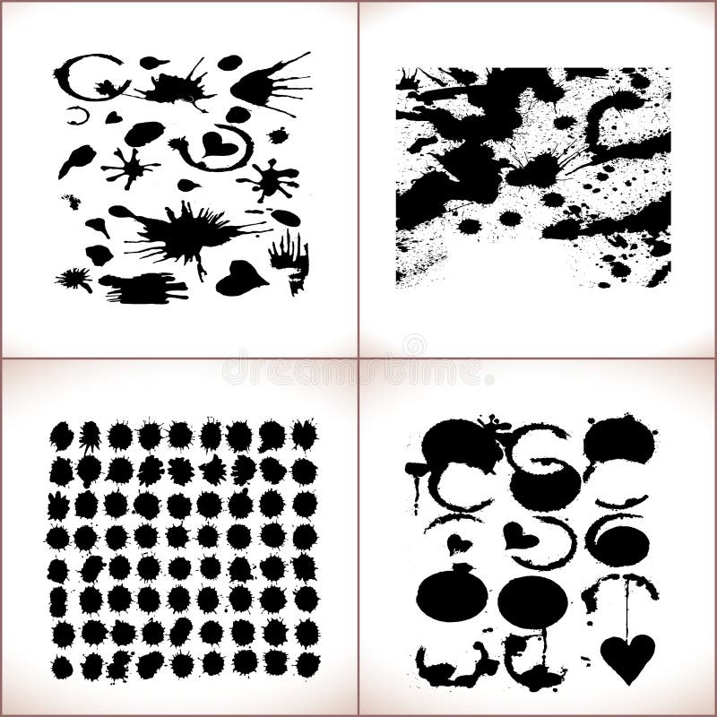 Paint Vector Splashes Set. Vector Black Paint Stain Set Stock Vector ...