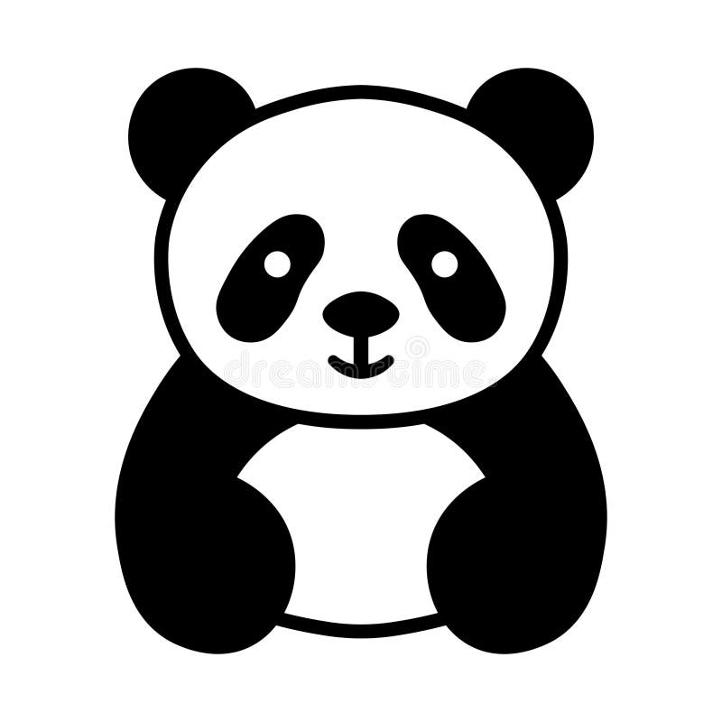 Black Vector Panda Icon on White Background Stock Vector - Illustration ...