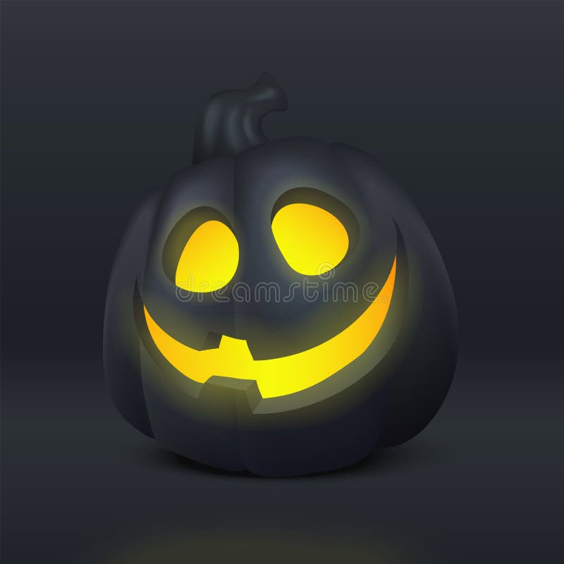 Black Vector Realistic Empty Pumpkin on Black Background. Modern ...