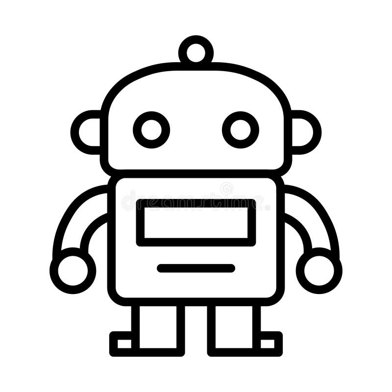 Black Vector Robot Icon on White Background Stock Vector - Illustration ...