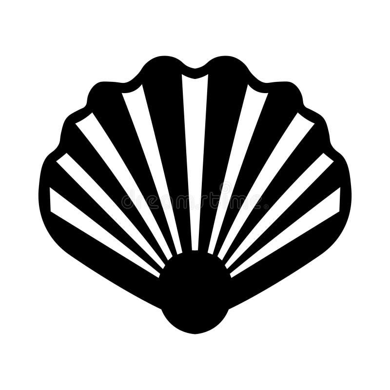 Black Vector Shell Icon on White Background Stock Vector - Illustration ...