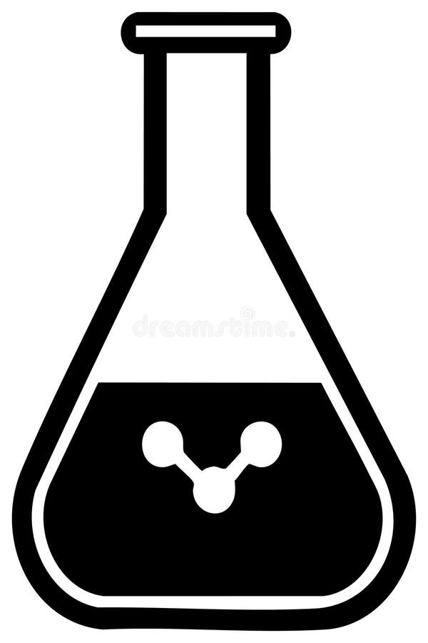Black Vector Silhouette of a Laboratory Flask with Liquid and Molecular ...
