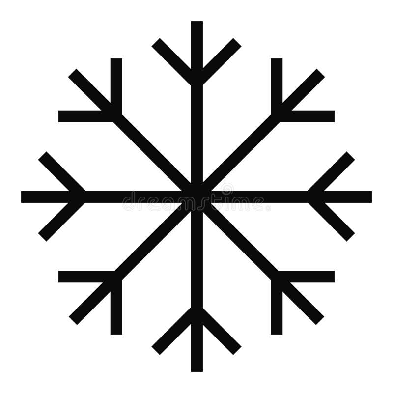 Black Vector Simple Outline Snowflake Object Isolated on White ...