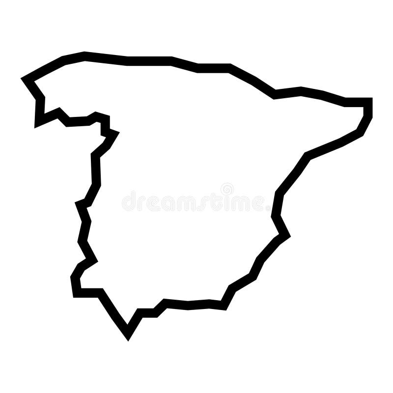Black Vector Spain Outline Map on White Background Stock Vector ...