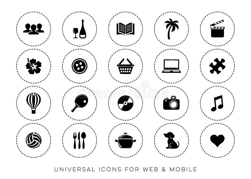 Vector Universal Hobbies and Free Time Icons Stock Illustration ...
