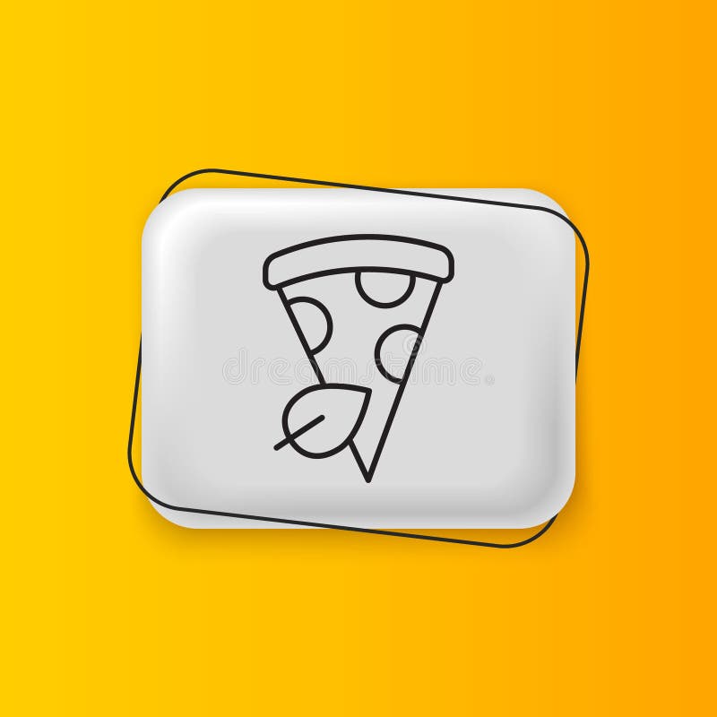 Black Vegan Pizza Slice Icon Isolated on Yellow Background. Silver ...