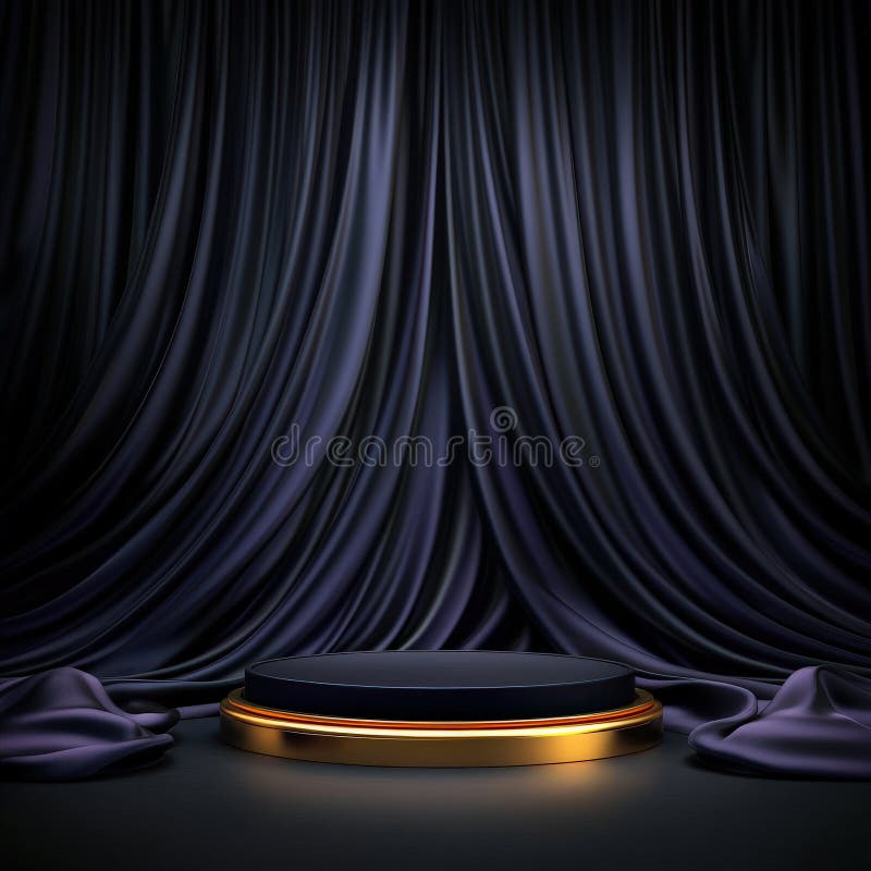 Black Velvet Stage with Gold Trim. Stock Illustration - Illustration of ...