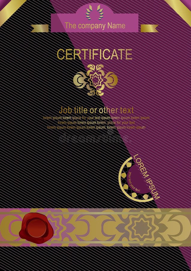 Black Vertical Certificate with Gold Elements Stock Vector - Illustration of elements, dark ...