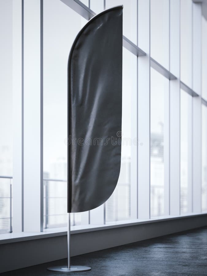 Black Vertical Wind Banner Standing. 3d Rendering Stock Illustration ...