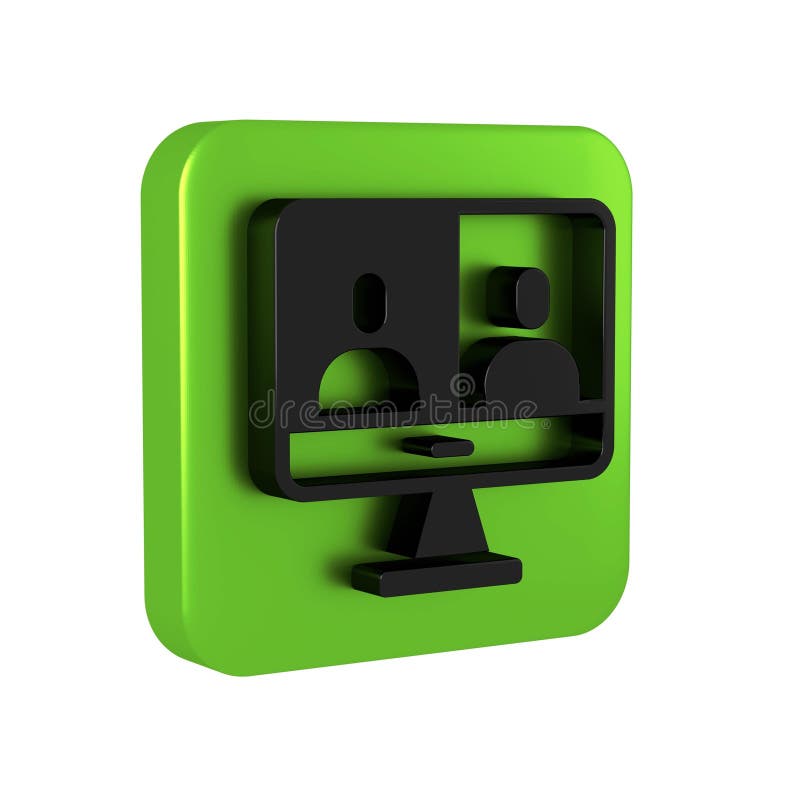 Black Video Chat Conference Icon Isolated on Transparent Background ...