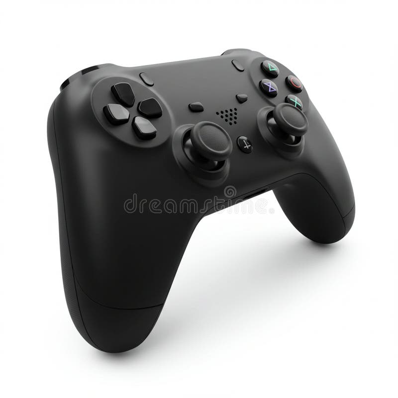 Black Video Game Controller with an Ergonomic Design Featuring Two ...
