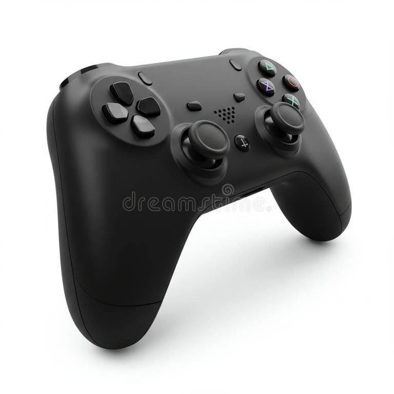 Black Video Game Controller with an Ergonomic Design Featuring Two ...