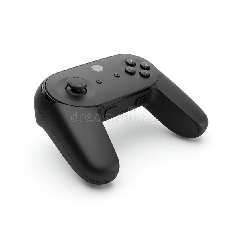 Black Video Game Controller with Ergonomic Grips is Shown at an Angle ...