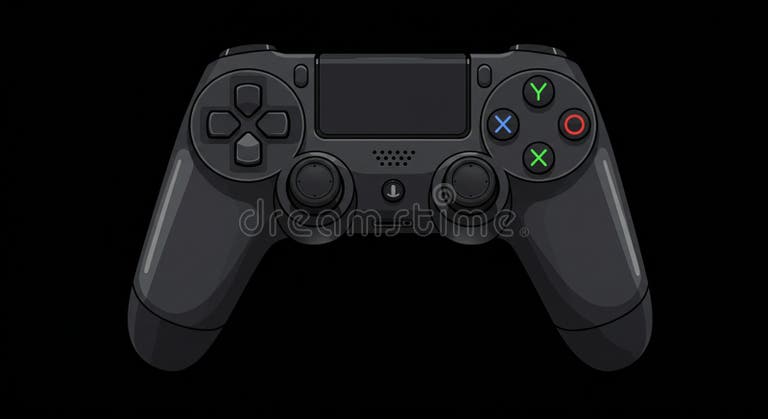 A Black Video Game Controller with a Rectangular Touchpad in the Center ...
