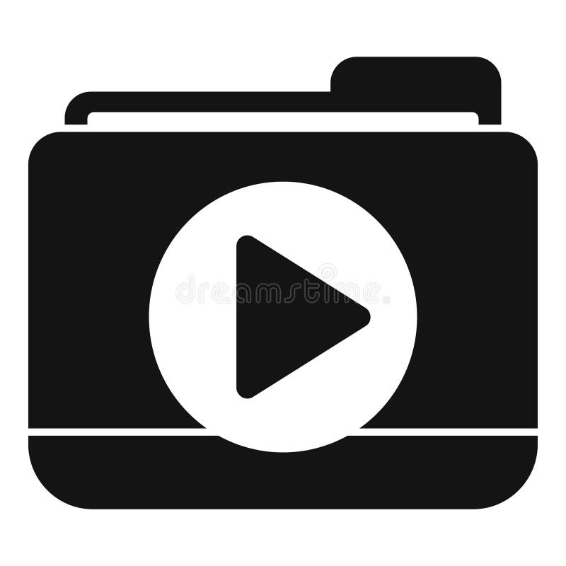 Black Video Play Icon on Folder Stock Vector - Illustration of movie ...