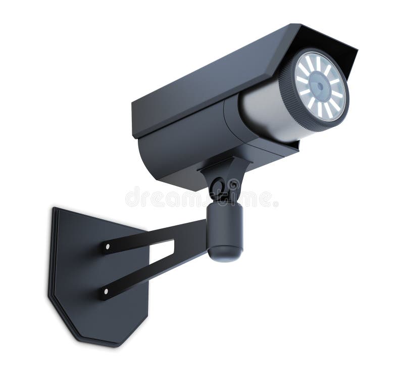Black Video Surveillance Camera Isolated. 3d Rendering Stock ...
