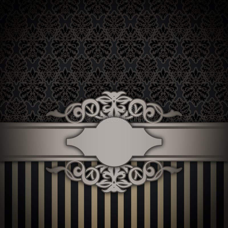 Black Vintage Background with Decorative Border. Stock Illustration ...